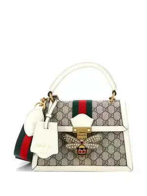 Gucci Queen Margaret Gg Coated Canvas Top Handle Satchel - Brown
