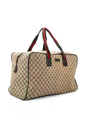 Gucci Web Carry On Duffle Bag Gg Canvas - Brown
