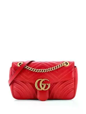 Gucci Gg Marmont Flap Bag Matelasse Leather Small - Red