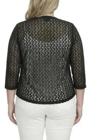STANDARDS & PRACTICES Lace Open-front Cardigan - Black