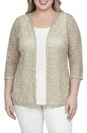STANDARDS & PRACTICES Lace Open-front Cardigan