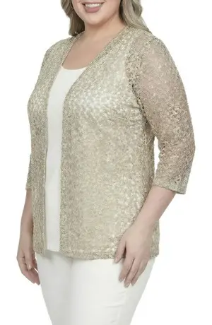 STANDARDS & PRACTICES Lace Open-front Cardigan