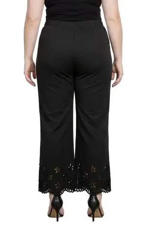 STANDARDS & PRACTICES Floral Eyelet Hem Pull-on Pants