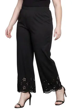 STANDARDS & PRACTICES Floral Eyelet Hem Pull-on Pants