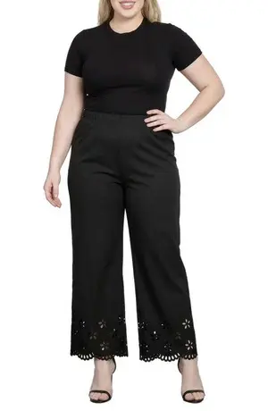 STANDARDS & PRACTICES Floral Eyelet Hem Pull-on Pants