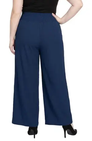 STANDARDS & PRACTICES Smock Waist Wide Leg Trousers - Navy