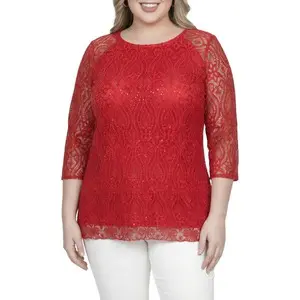STANDARDS & PRACTICES Sequin Lace Tunic Top