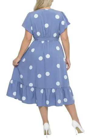 STANDARDS & PRACTICES Polka Dot Belted Midi Dress