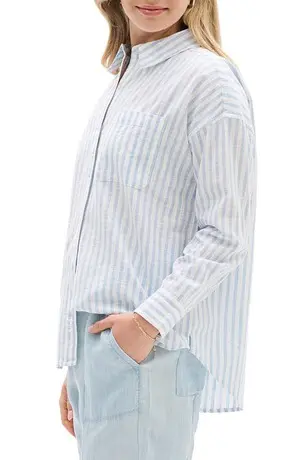 HATLEY Relaxed Fit Stripe Cotton Button-up Shirt - Blue