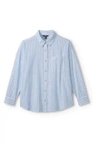 HATLEY Relaxed Fit Stripe Cotton Button-up Shirt - Blue