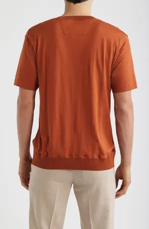 BOSS Tesar Textured Cotton & Silk T-shirt - Medium Brown