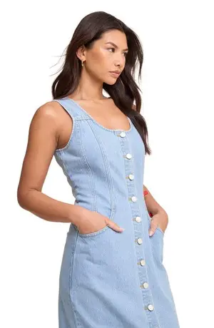 NOBODY'S CHILD Quays Denim Button-up Midi Dress