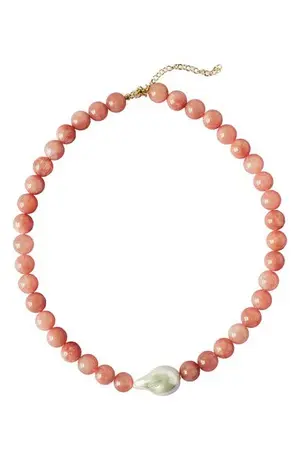 MACRAE & CO. Natalie Coral And Faux Pearl Necklace - Pink