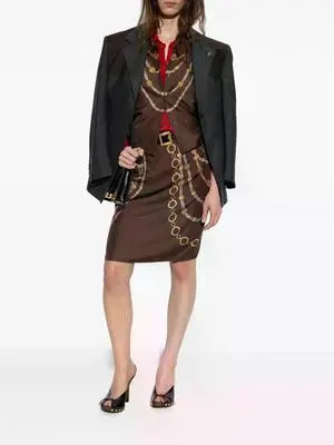 Versace Chain-print Medusa Head Skirt - Brown