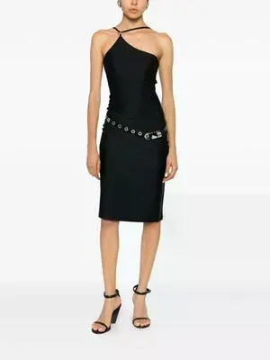 Coperni C-logo One-shoulder Midi Dress - Black