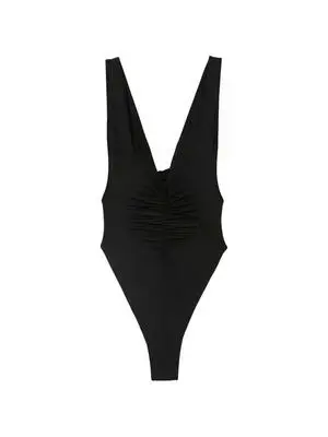 LA REVECHE Samira Floral-appliqué Swimsuit - Black