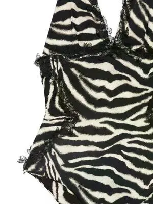 Ermanno Scervino Zebra-pattern Swimsuit With Lace Trim