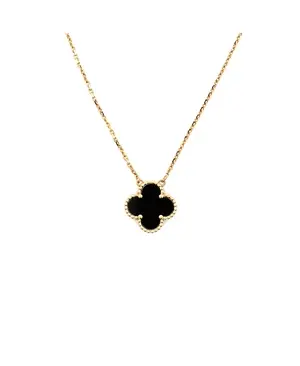 VAN CLEEF & ARPELS Vintage Alhambra Pendant Necklace 18k And Onyx, 16.25 - Gold