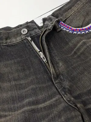 NEIGHBORHOOD Savage Wide-leg Bead-embellished Distressed Jeans