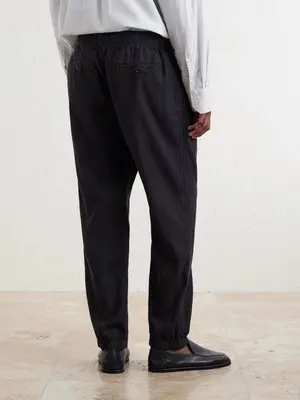 JAMES PERSE Straight-leg Linen-blend Canvas Drawstring Trousers - Black