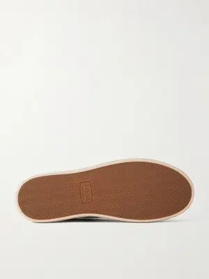 Zegna Triple Stitch™ Leather-trimmed Suede Slip-on Sneakers - Blue