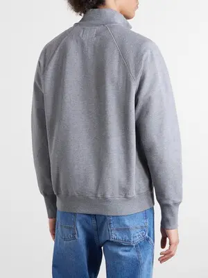 DRAKE'S Cotton-jersey Half-zip Sweater