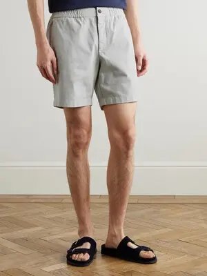 Mr P. Straight-leg Twill Shorts - Green