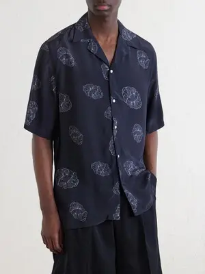 Officine Générale Eren Camp-collar Sateen Printed Shirt
