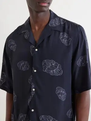 Officine Générale Eren Camp-collar Sateen Printed Shirt