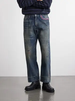 NEIGHBORHOOD Savage Wide-leg Distressed Jeans