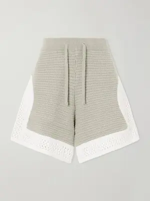 Aimé Leon Dore Crocheted Straight-leg Cotton Shorts - Gray