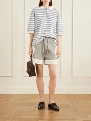 Aimé Leon Dore Crocheted Straight-leg Cotton Shorts - Gray