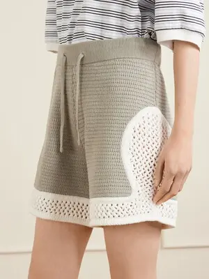Aimé Leon Dore Crocheted Straight-leg Cotton Shorts - Gray