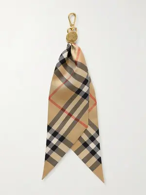 Burberry Gold-tone Checked Silk Charm