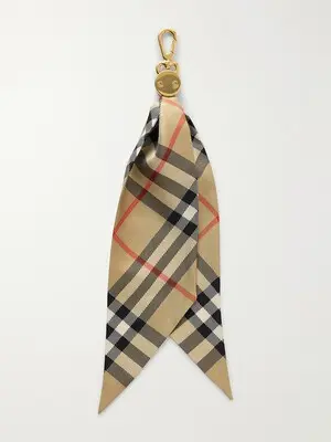 Burberry Gold-tone Checked Silk Charm