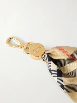 Burberry Gold-tone Checked Silk Charm