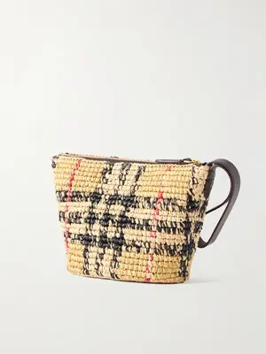 Burberry Margate Leather-trimmed Raffia Clutch - Neutrals