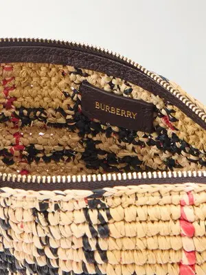 Burberry Margate Leather-trimmed Raffia Clutch - Neutrals