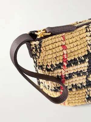 Burberry Margate Leather-trimmed Raffia Clutch - Neutrals