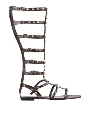 Valentino Garavani Dark Leather Gladiator Sandals With Studs