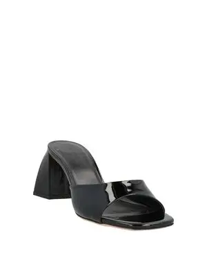 By Far Soft Leather Block Heel Slide Sandals