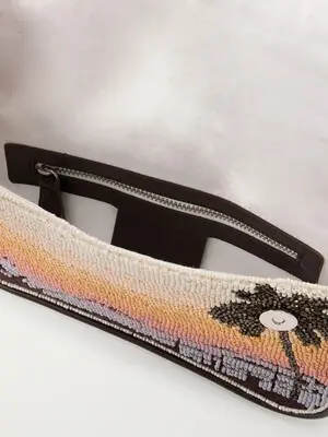 Staud Tommy Beaded Embroidered Satin Shoulder Bag - Orange