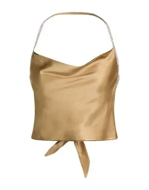 VICOLO Viscose Satin Crop Top - Beige