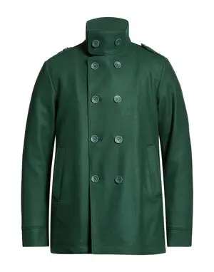 Herno Flannel Pea Coat With Half-belt