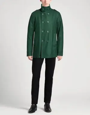 Herno Flannel Pea Coat With Half-belt