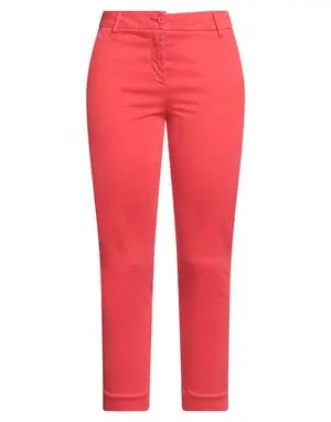 WHITE WISE Cropped Skinny Fit Cotton Blend Pants - Red