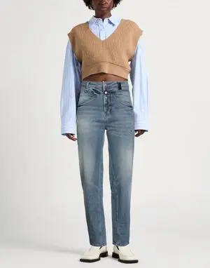 High Tapered Jeans In Stretch Denim