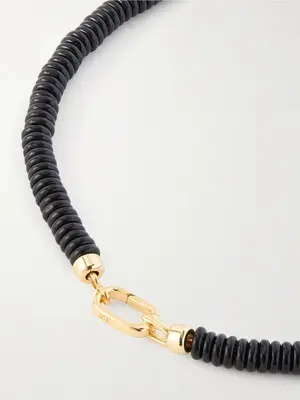 MARTHA CALVO Noir Gold-tone Crystal Beaded Necklace