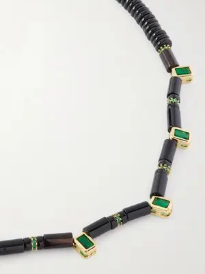 MARTHA CALVO Noir Gold-tone Crystal Beaded Necklace