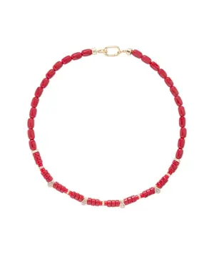 MARTHA CALVO Alba Gold-plated Glass Necklace - Red